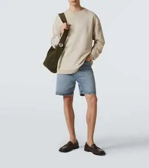 Loewe Leather-trimmed Denim Shorts