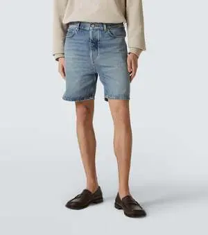 Loewe Leather-trimmed Denim Shorts