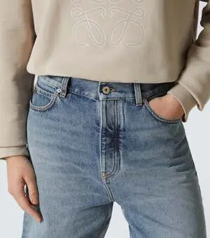 Loewe Leather-trimmed Denim Shorts
