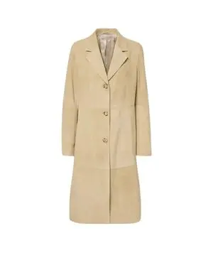 TOTEME Leather Double-breasted Coat - Beige