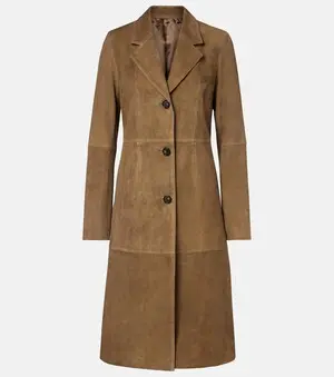 TOTEME Leather Double-breasted Coat - Brown
