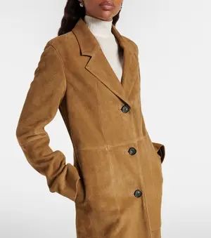 TOTEME Leather Double-breasted Coat - Brown