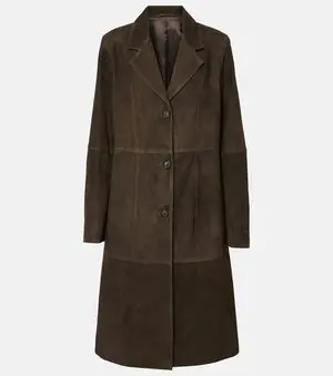 TOTEME Leather Double-breasted Coat - Brown