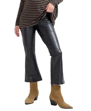 Hatch Collection Stretch Leather Maternity Crop Flare