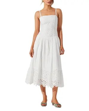 Astr The Label Nathalia Eyelet Midi Dress - White