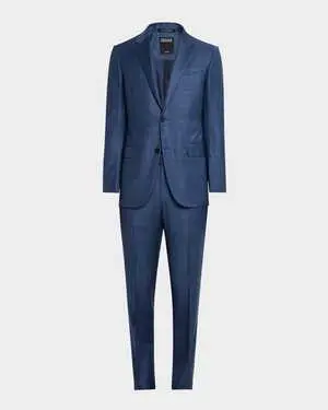 Zegna Trofeo Plaid Suit - Md Blu Ck
