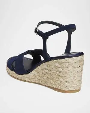 STUART WEITZMAN Dayna Espadrille Wedge Sandals - Blue/natural