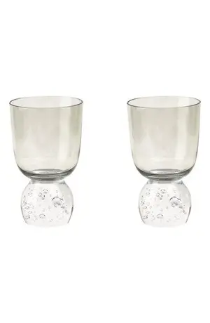MISETTE Set Of 2 Hand Blown Bubble Glass Tumblers - Tourmaline Green