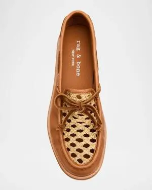 Rag & Bone Carter Woven Leather Boat Loafers - Ltnatwvn