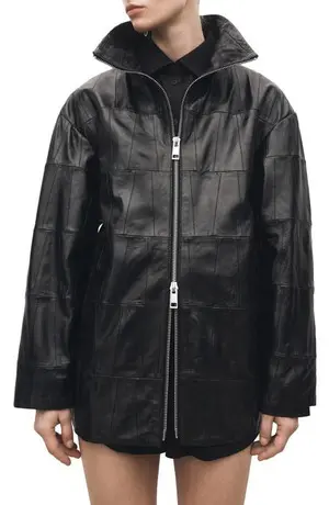 Mango Patchwork Leather Jacket