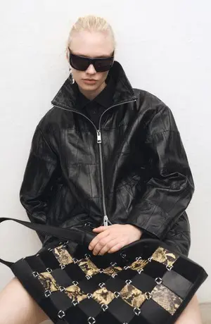 Mango Patchwork Leather Jacket