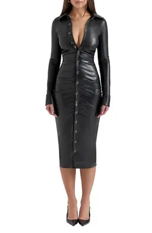Faux Leather Midi Dresses