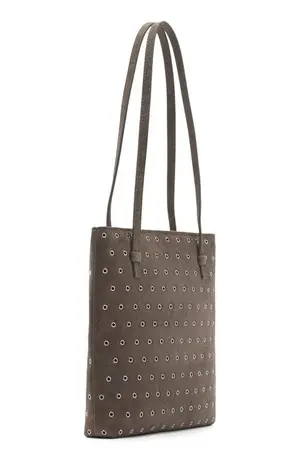 Mango Die-cut Leather Shopper Bag - Medium Brown