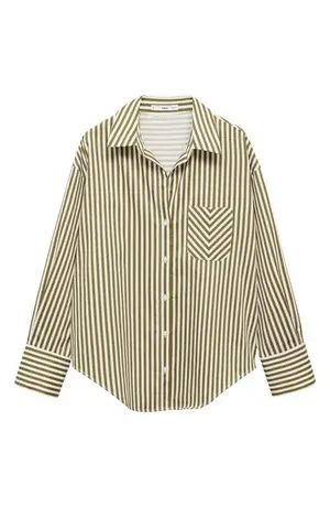 Mango Stripe Cotton-blend Button-up Shirt