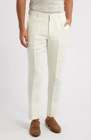 Nordstrom Henrik Trim Fit Italian Linen Suit Separate Pants - Ivory Vanilla