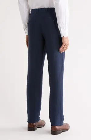 Nordstrom Henrik Trim Fit Italian Linen Suit Separate Pants - Navy Night