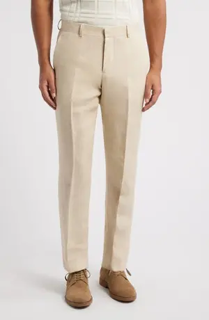 Nordstrom Henrik Trim Fit Italian Linen Suit Separate Pants - Tan Desert