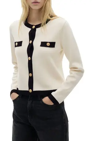 Mango Trimmed Sweater Jacket