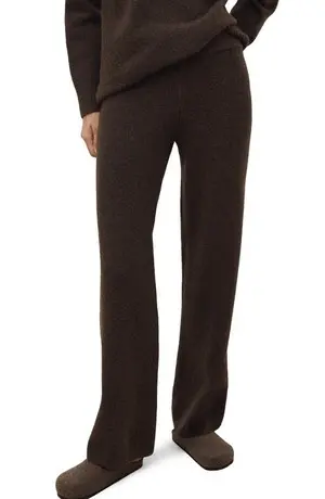Mango Knit Straight Leg Pants - Chocolate