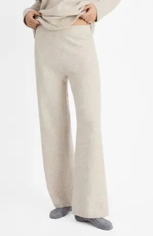Mango Knit Straight Leg Pants - Light Beige