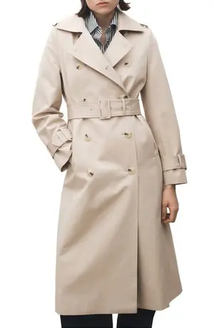 Mango Belted Double Breasted Trench Coat