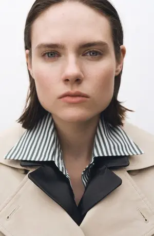 Mango Belted Double Breasted Trench Coat