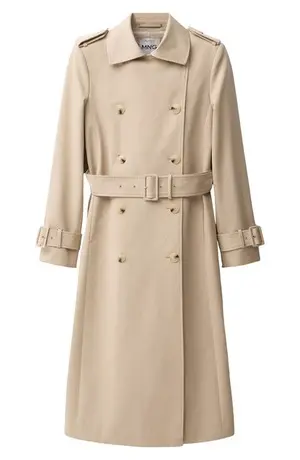 Mango Belted Double Breasted Trench Coat