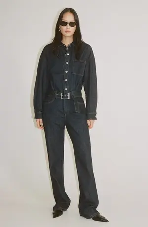 Mango Belted Long-sleeve Jumpsuit