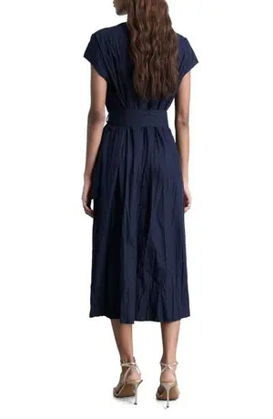 Mango Textured Tie-front Midi Dress