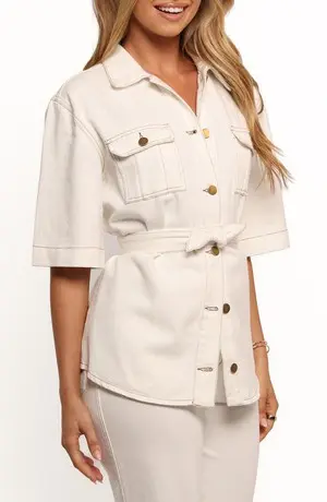PETAL & PUP Lepal Belted Denim Shirt
