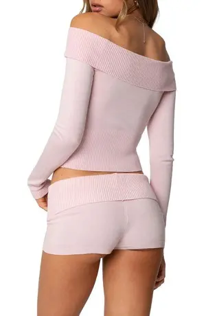 EDIKTED Jamie Foldover Crop Sweater