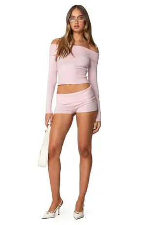 EDIKTED Jamie Foldover Crop Sweater