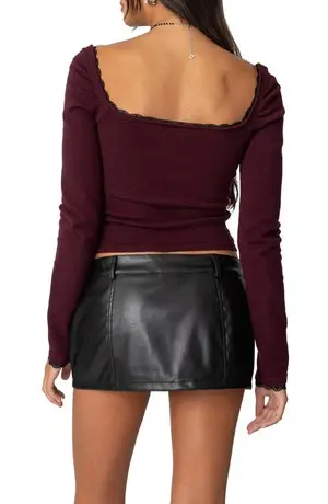 EDIKTED Ansley Cable Knit Crop Top