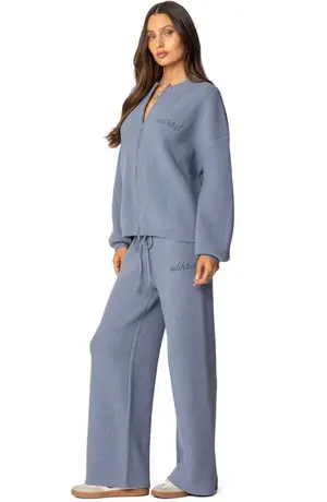EDIKTED Kris Ribbed Wide Leg Sweatpants