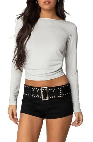 EDIKTED Kristy Open Cowl Back Top - Light-gray