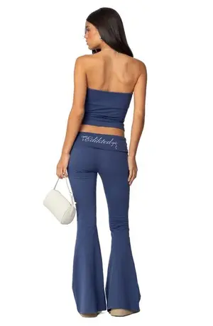 EDIKTED Aiyana Foldover Waistband Flare Pants