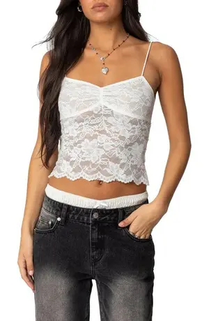 EDIKTED Rut Floral Lace Tank Top