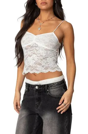 EDIKTED Rut Floral Lace Tank Top