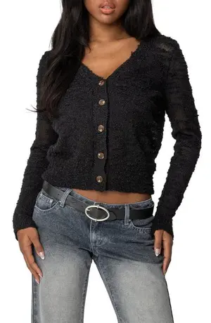 EDIKTED Georgie Textured Cropped Cardigan