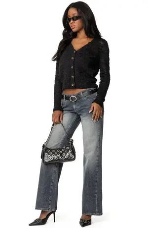 EDIKTED Georgie Textured Cropped Cardigan