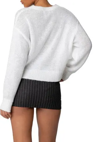 EDIKTED Kyrah Oversized Cropped Sweater - White