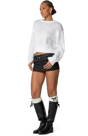 EDIKTED Kyrah Oversized Cropped Sweater - White