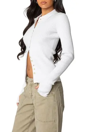 EDIKTED Mirielle Collar Rib Cardigan