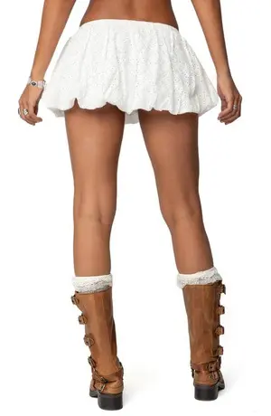 EDIKTED Livvie Eyelet Cotton Bubble Miniskirt - White