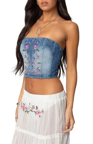 EDIKTED Tula Floral Embroidered Corset Top