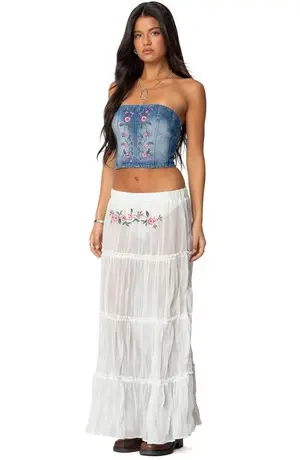 EDIKTED Tula Floral Embroidered Corset Top