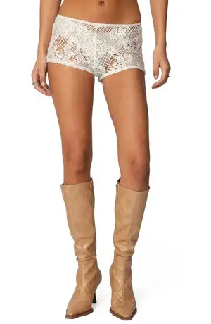 EDIKTED Peyson Sheer Lace Shorts