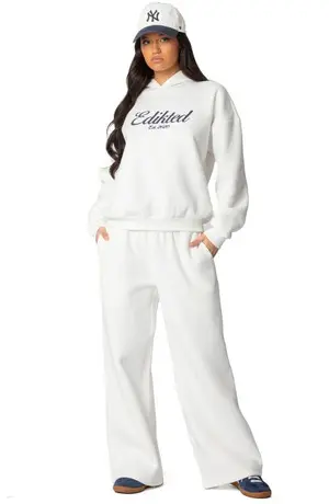 EDIKTED Oversized Fleece Hoodie - White