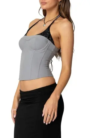 EDIKTED Jara Layered Lace Halter Corset