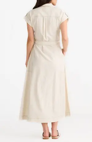 BRAVE+TRUE Portia Cotton & Linen Blend Maxi Shirtdress